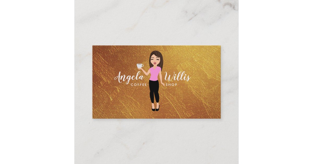 Coffee Shop lady logo Business Cards | Zazzle