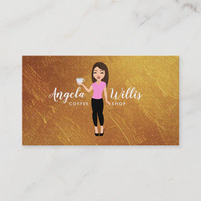 Coffee Shop lady logo Business Cards | Zazzle