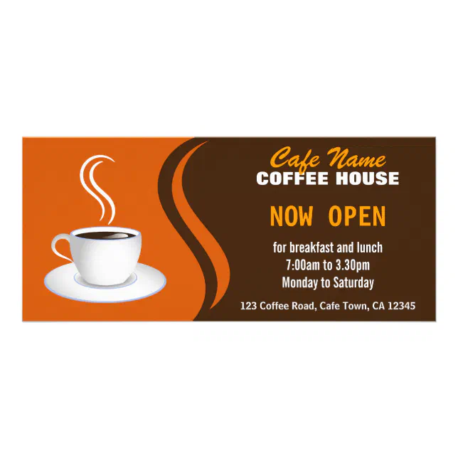 Coffee Shop Menu Brown and Orange Cafe Rack Cards | Zazzle