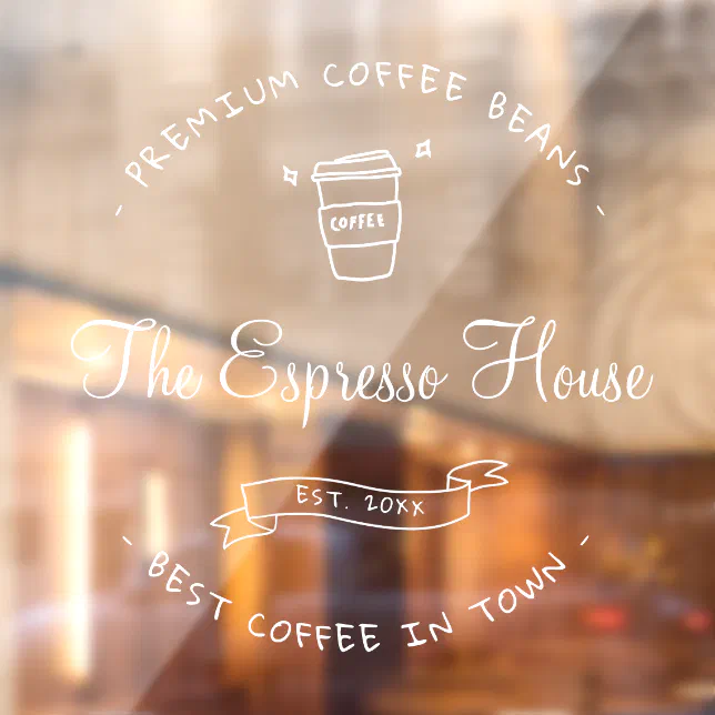 Coffee Shop Professional Cafe Logo Boho Business W Window Cling | Zazzle