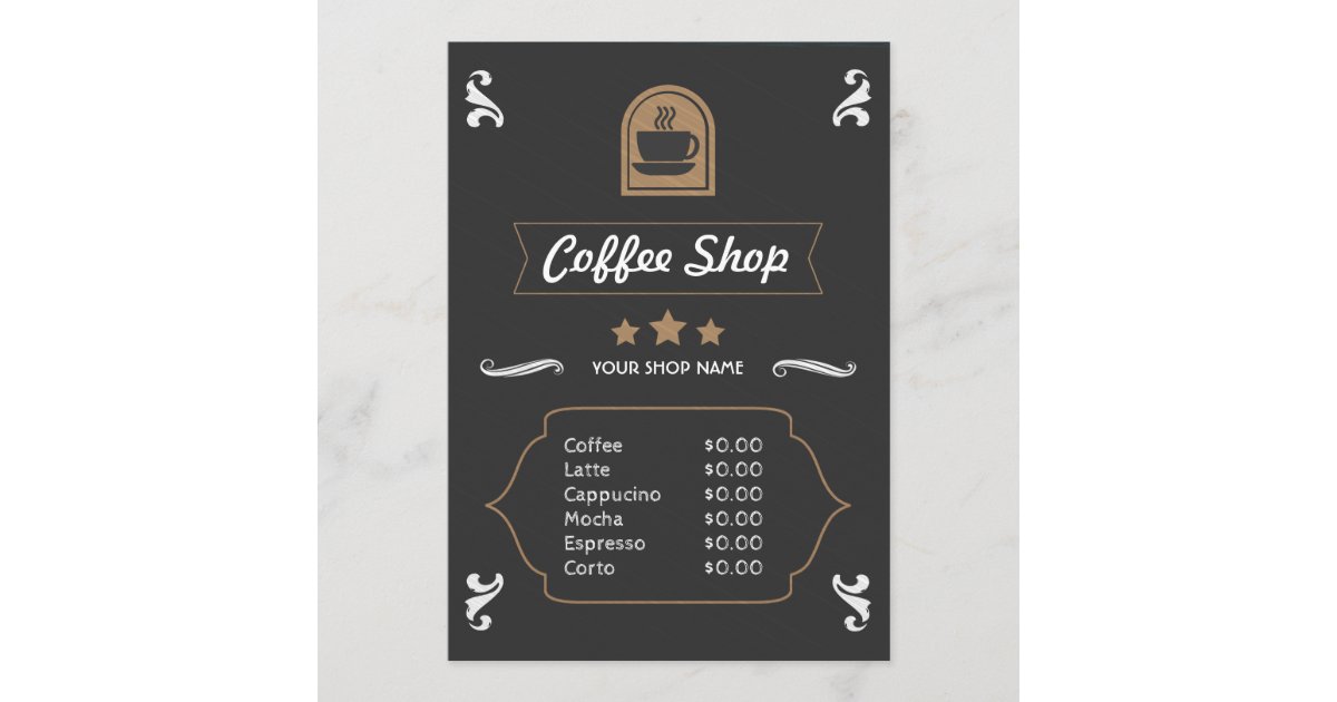Coffee Shop Retro Menu Card | Zazzle.com