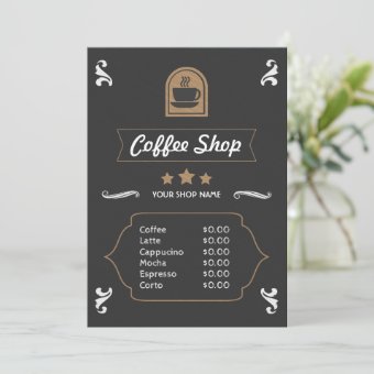 Coffee Shop Retro Menu Card | Zazzle