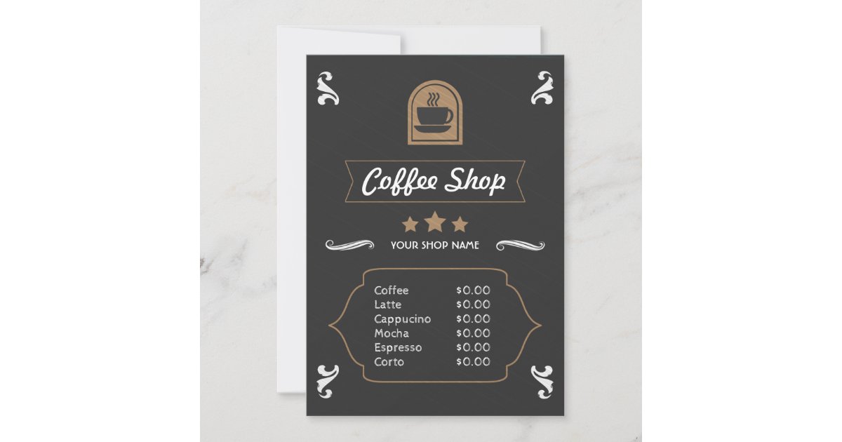 Coffee Shop Retro Menu Card | Zazzle