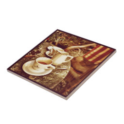 Coffee Shop Table Ceramic Tile | Zazzle