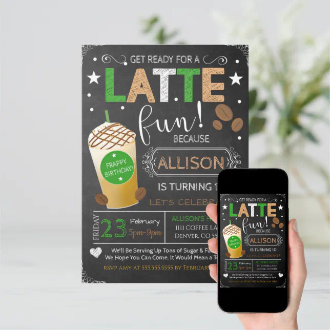 Coffee Shop Themed Party Birthday Invitation | Zazzle