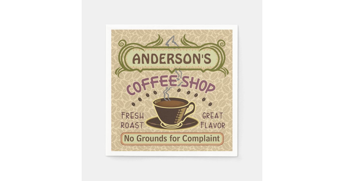 Coffee Shop with Cup Create Your Own Personalized Paper Napkins | Zazzle