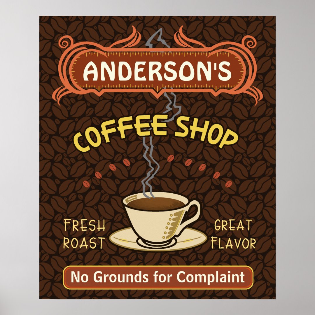 Coffee Shop with Mug Create Your Own Personalized Poster | Zazzle