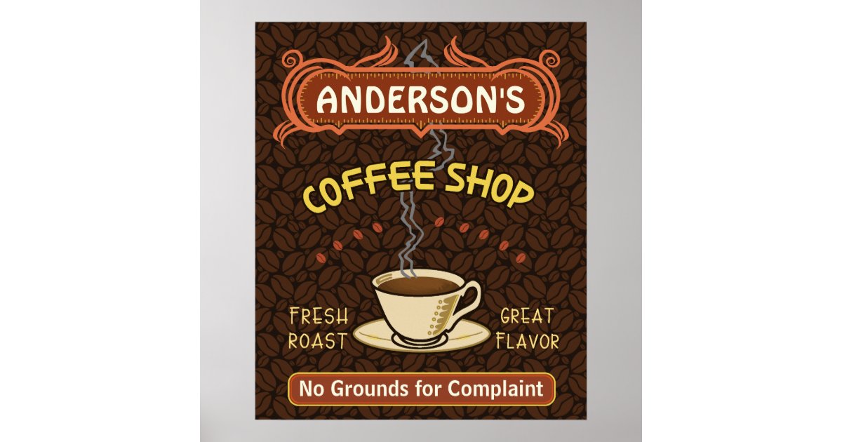 Coffee Shop with Mug Create Your Own Personalized Poster | Zazzle
