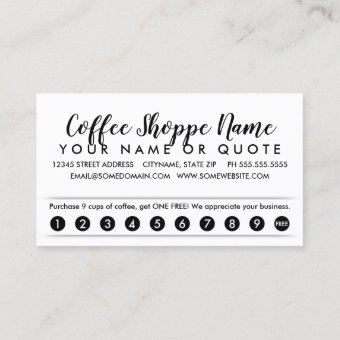 coffee shoppe loyalty punch card | Zazzle