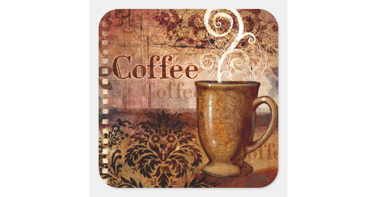 Coffee Square Sticker | Zazzle