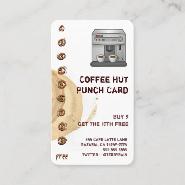 Coffee Stain and Cup Drink Punchcard Loyalty Card | Zazzle