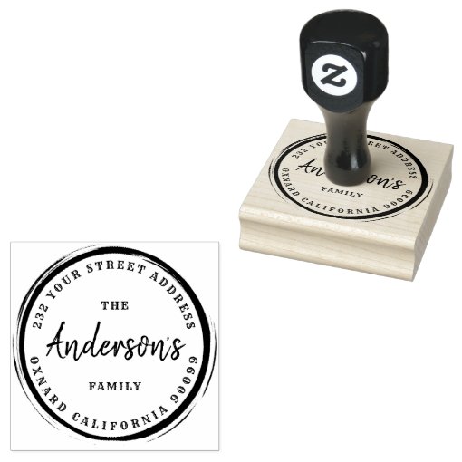 Coffee Stain Circle-Custom Family Name Rubber Stamp | Zazzle