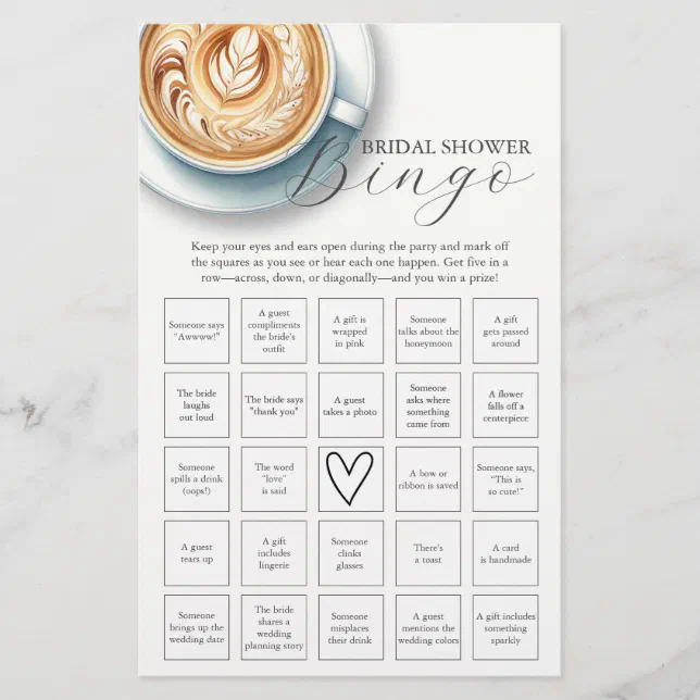 Coffee Theme Bridal Shower Bingo Flyer | Zazzle