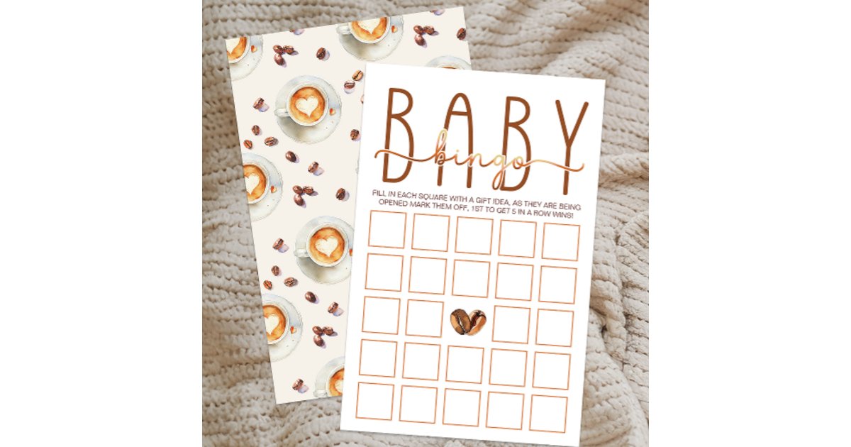 Coffee Themed Baby Shower Baby Bingo Game Card | Zazzle