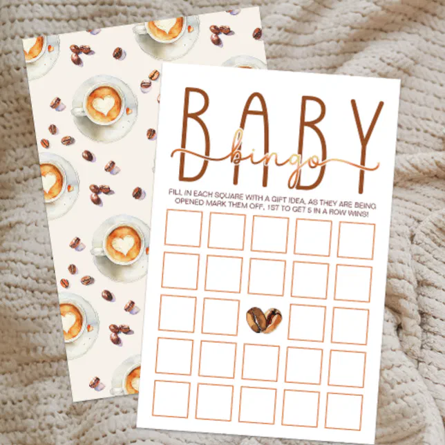 Coffee Themed Baby Shower Baby Bingo Game Card | Zazzle