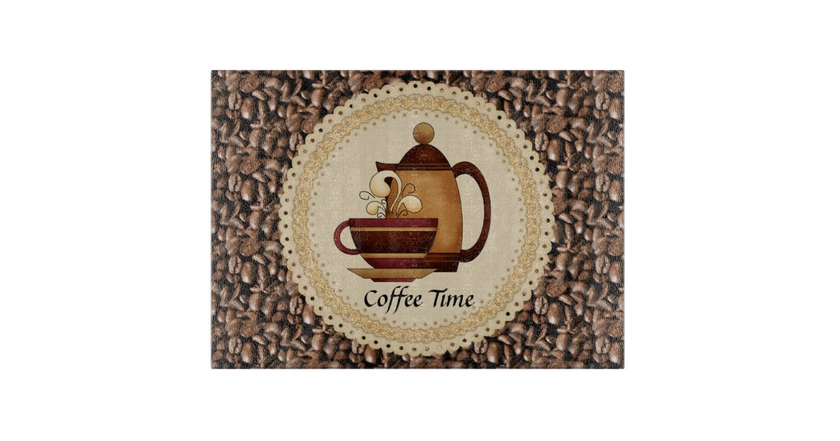 Coffee Time glass cutting board | Zazzle