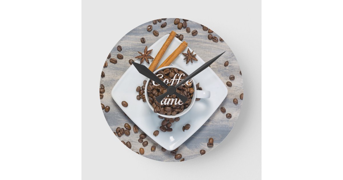 Coffee time round clock | Zazzle