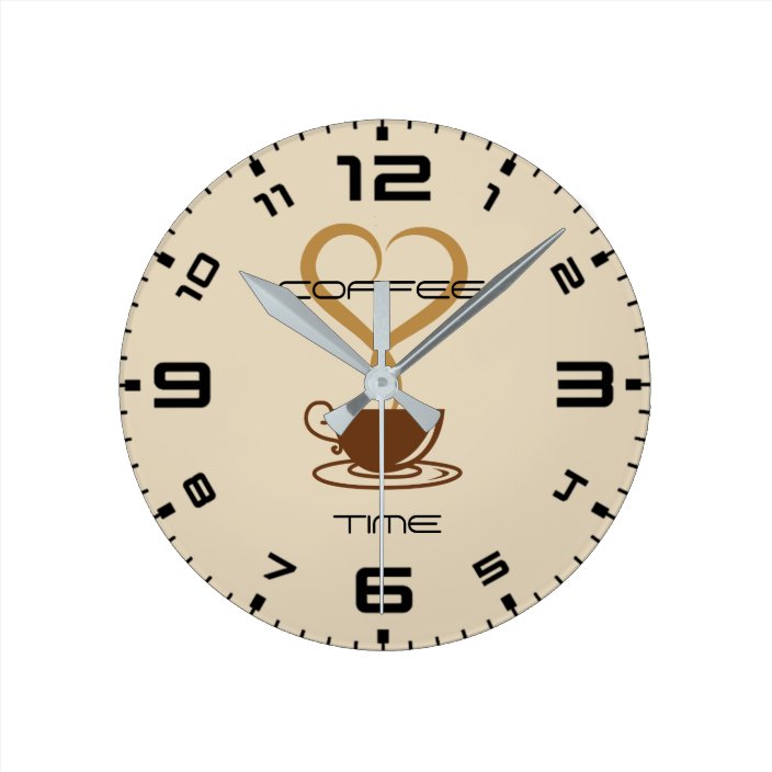 Coffee Time Wall Clock Round (Medium) | Zazzle.com