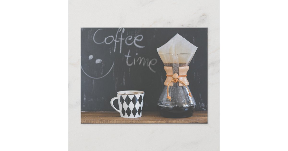 Coffee Time with Mug and Pot Postcard | Zazzle