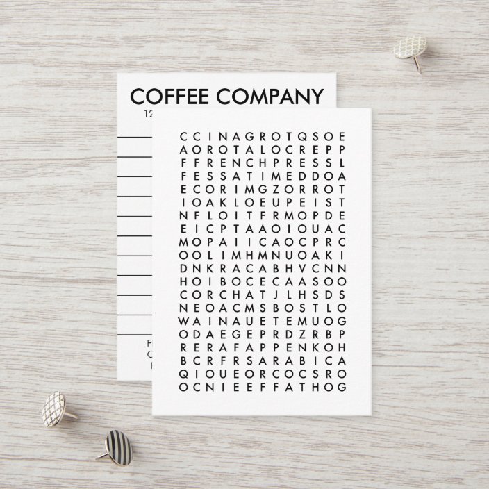 coffee word search rewards card | Zazzle.com