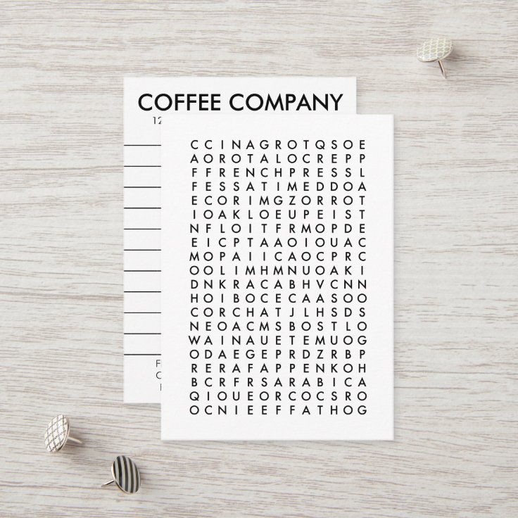 coffee word search rewards card | Zazzle