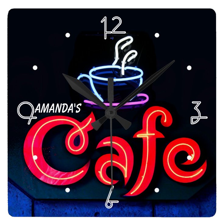 Coffeehouse Neon Light Home Personalized Bar Clock | Zazzle