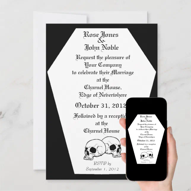 Coffin (Black) Wedding Invitation | Zazzle