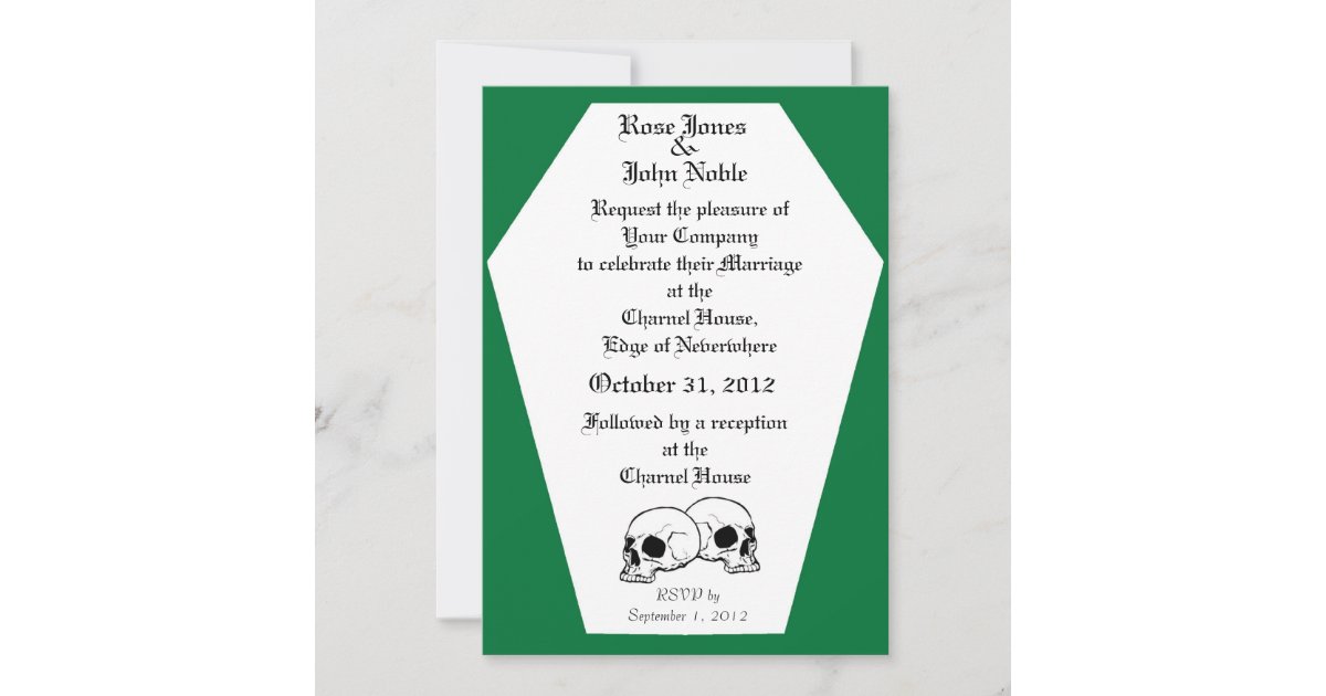 Coffin (Green) Wedding Invitation | Zazzle