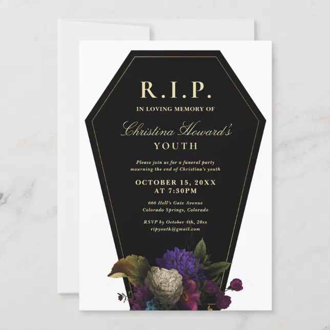 Coffin Party RIP Youth Invitation | Zazzle
