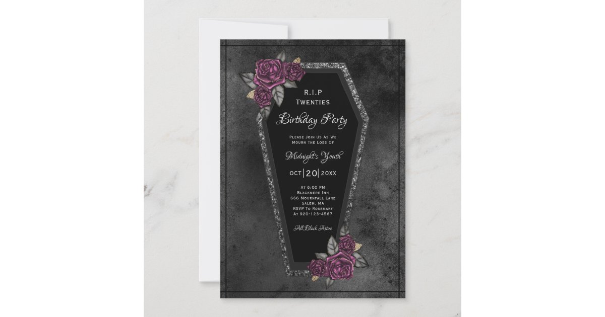Coffin RIP Twenties Death Birthday Party Invitation | Zazzle