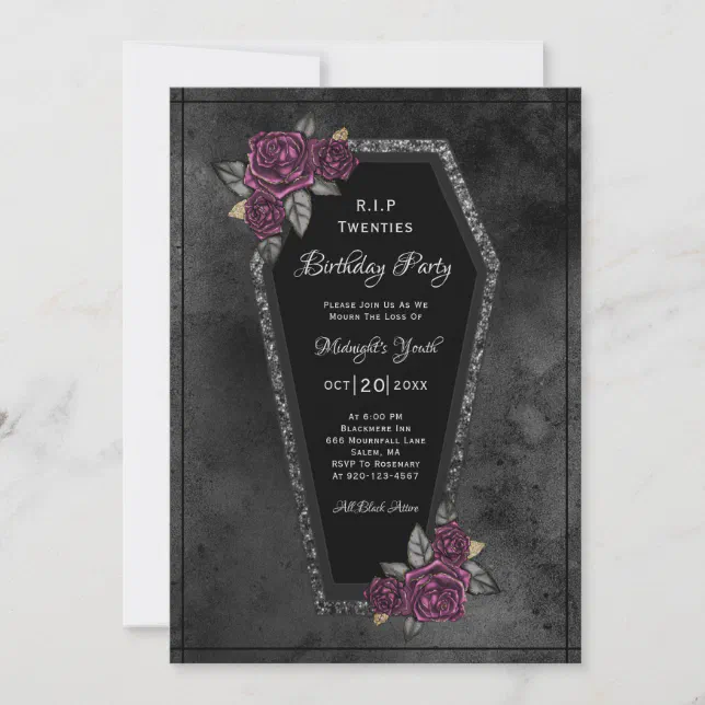 Coffin RIP Twenties Death Birthday Party Invitation | Zazzle