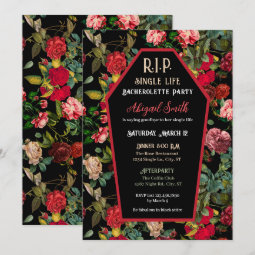 Coffin & Roses R.I.P Bachelorette Party Invitation | Zazzle