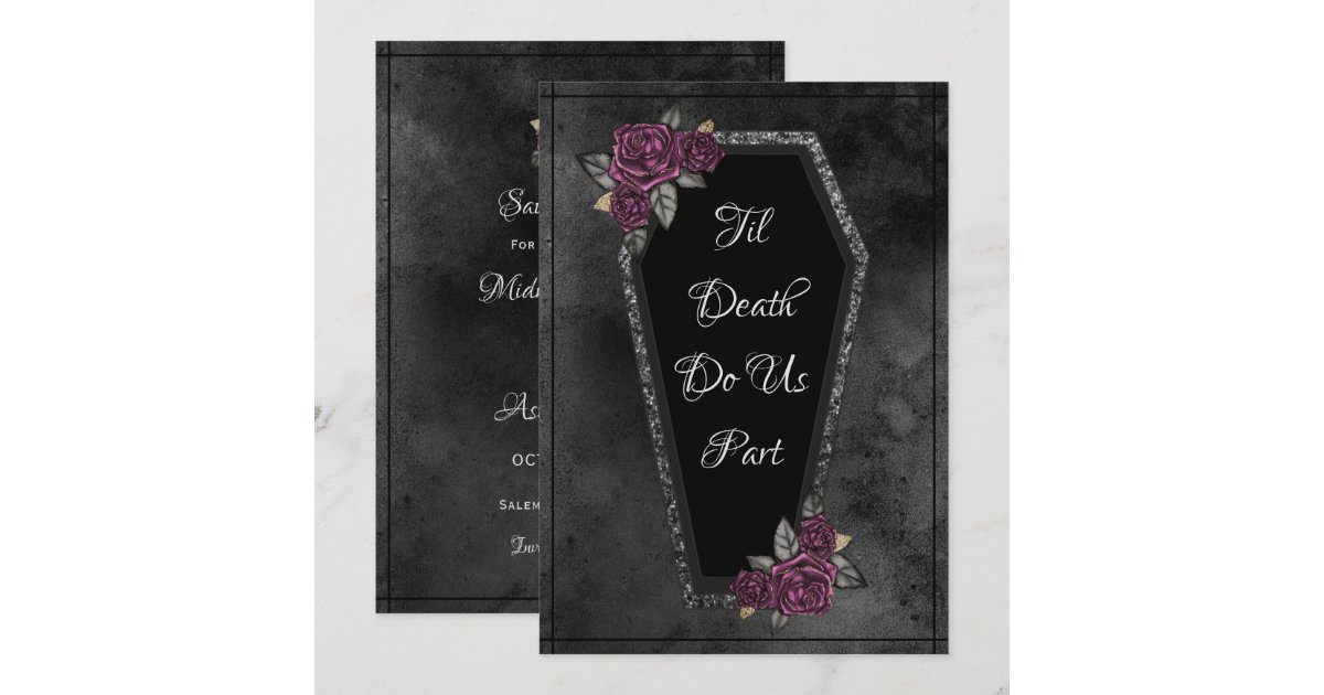 Coffin Roses Sparkle Til Death Halloween Save The Date | Zazzle