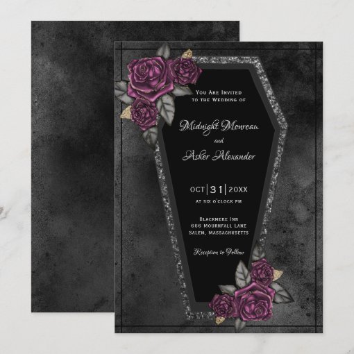Coffin with Roses Gothic Wedding Invitation | Zazzle