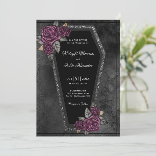 Coffin with Roses Gothic Wedding Invitation | Zazzle