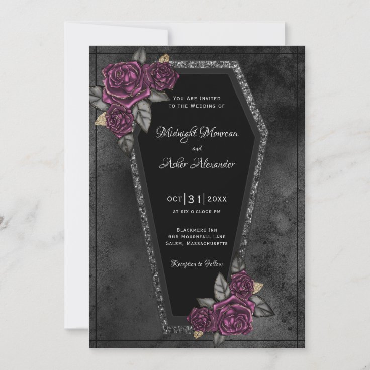 Coffin with Roses Gothic Wedding Invitation | Zazzle