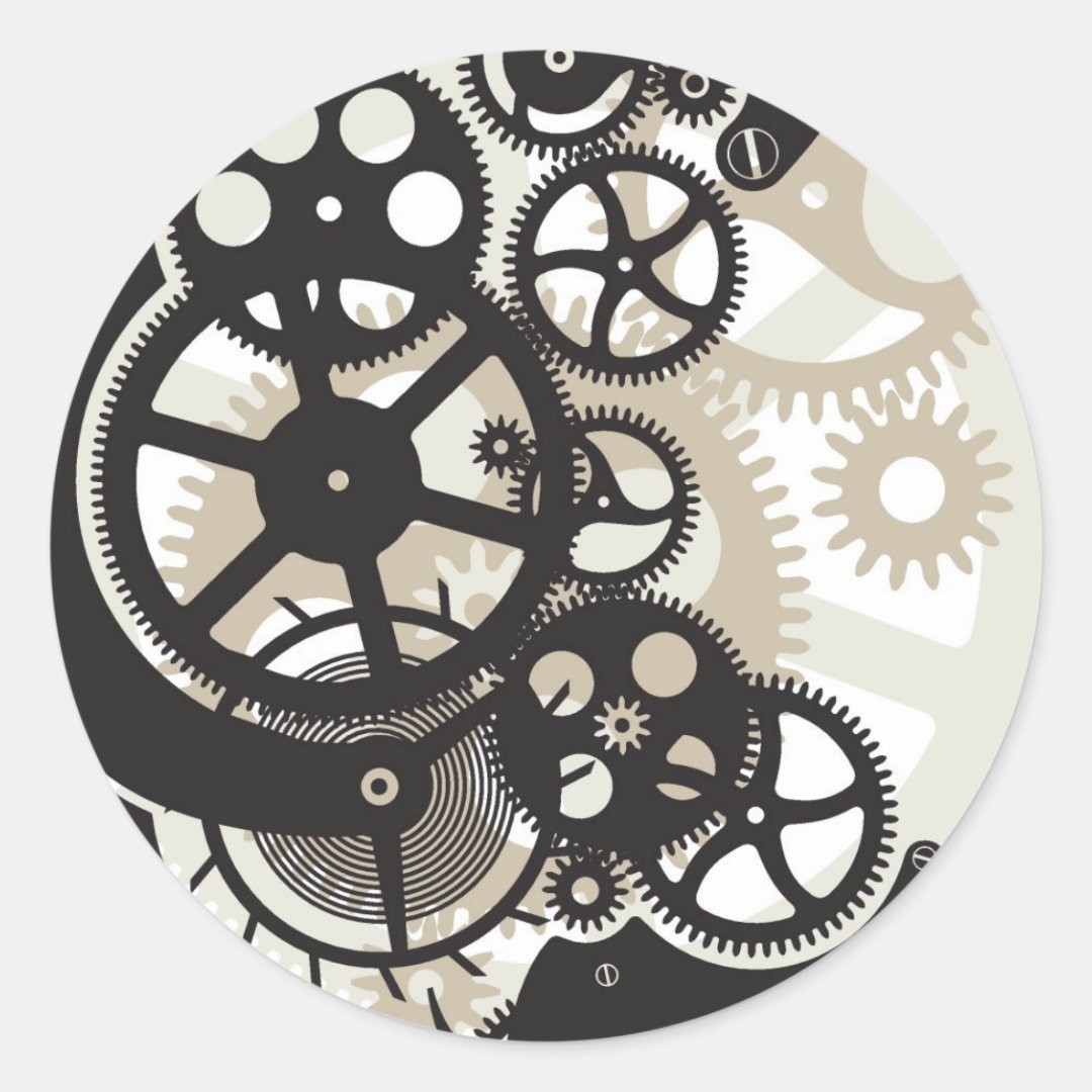 Cog wheels work classic round sticker | Zazzle