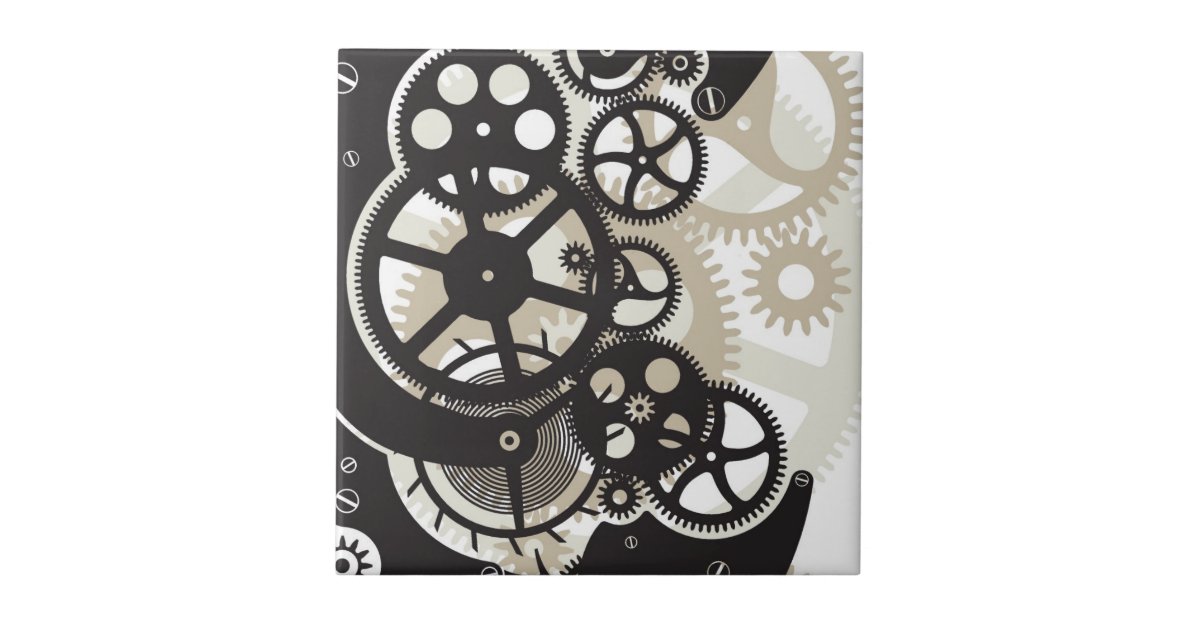 Cog wheels work tile | Zazzle