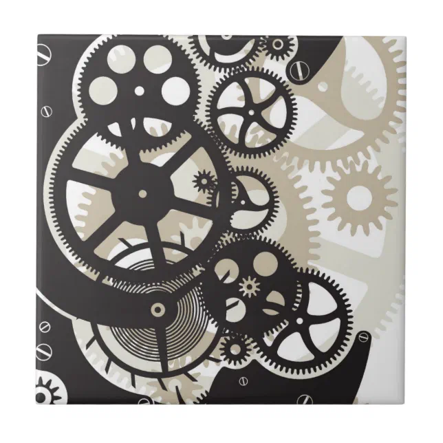 Cog wheels work tile | Zazzle
