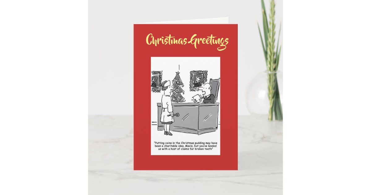 Coins in the Christmas Pudding Christmas Card | Zazzle