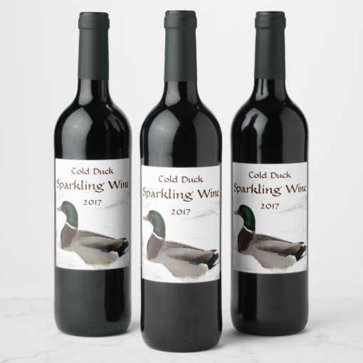 Cold Duck in White Snow Sparkling Wine Label | Zazzle