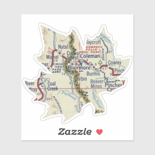 Coleman Alberta Vintage Map Sticker | Zazzle.com