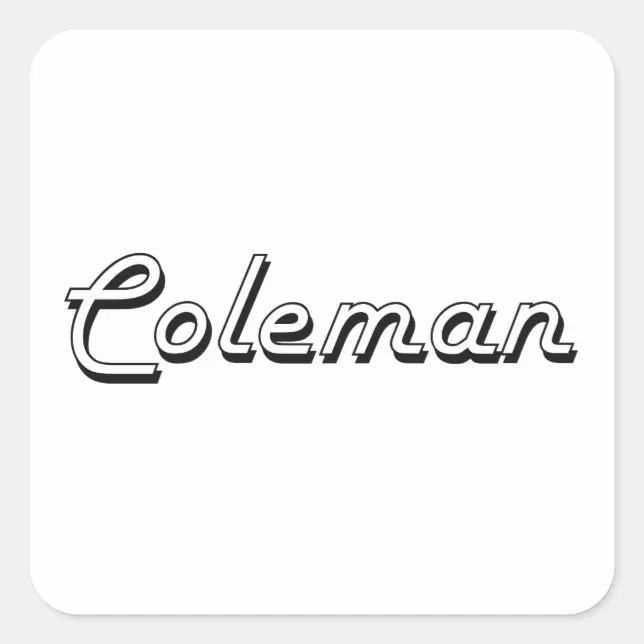 Coleman Classic Retro Name Design Square Sticker | Zazzle