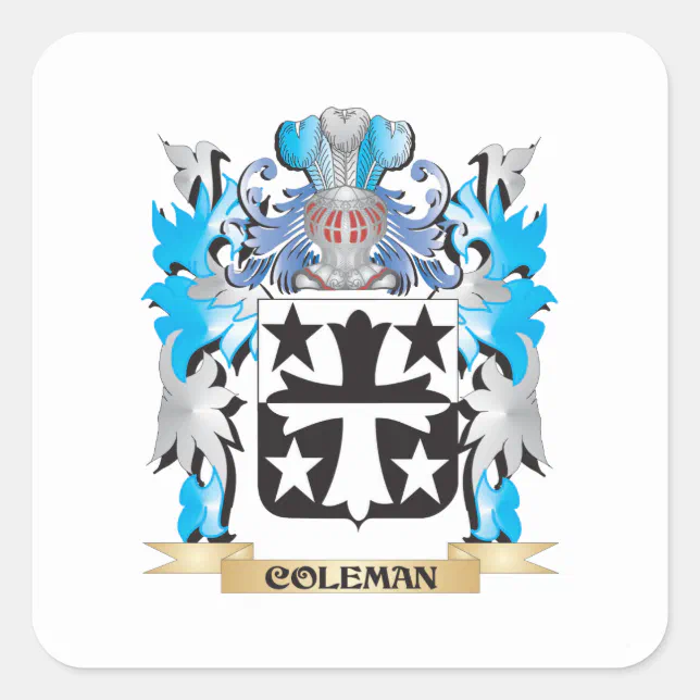Coleman Coat of Arms - Family Crest Square Sticker | Zazzle
