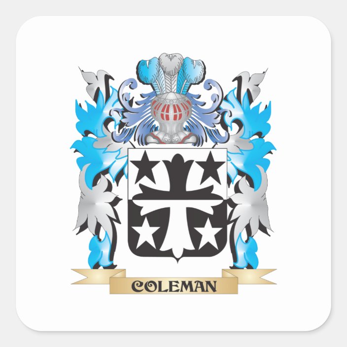 Coleman Coat of Arms - Family Crest Square Sticker | Zazzle.com
