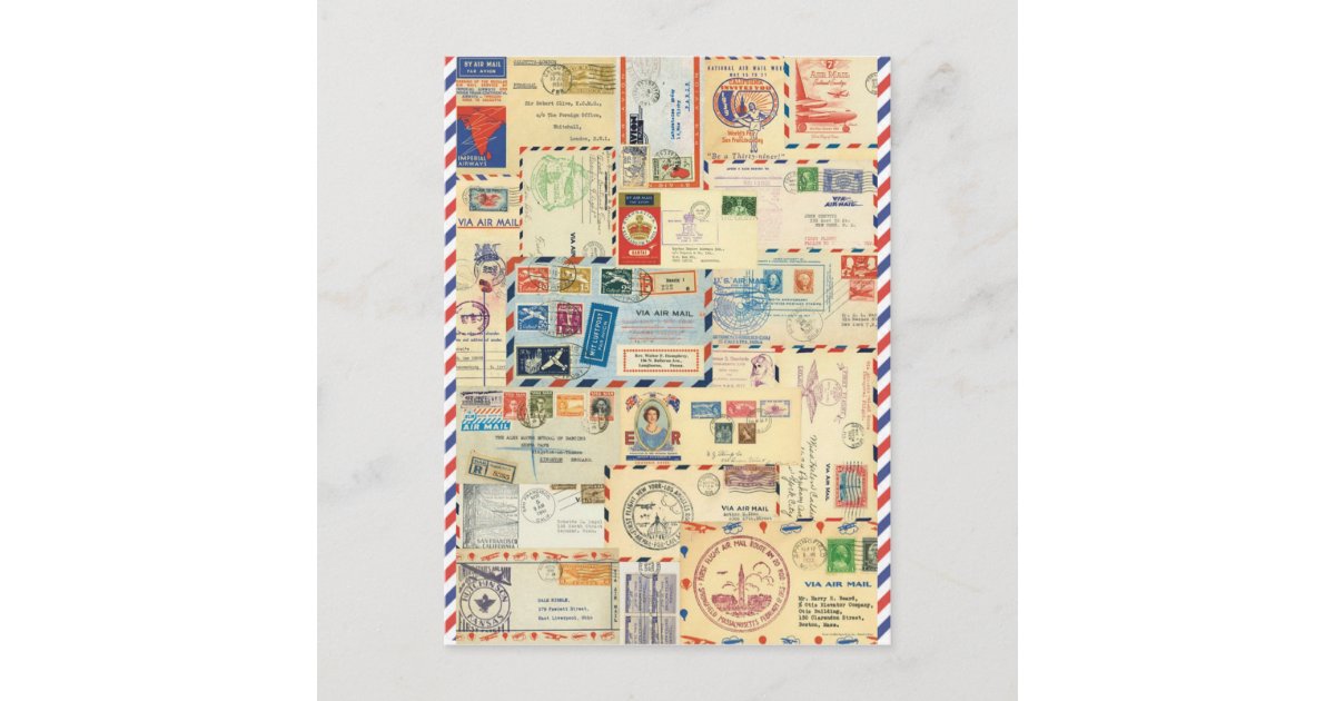 Collage air mail postcard | Zazzle