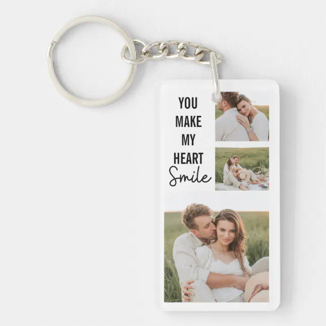 Collage Couple Photo & Lovely Romantic Quote Keychain | Zazzle