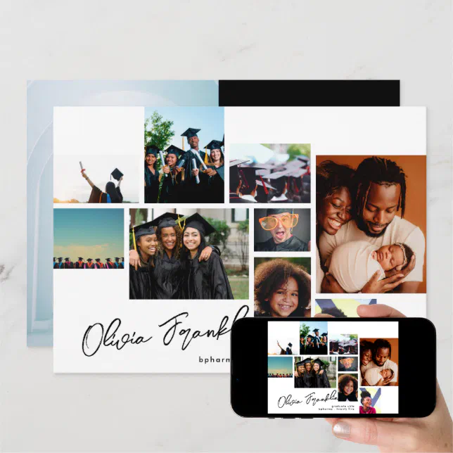 Collage Editable Multi Photo Graduation Party Invitation | Zazzle