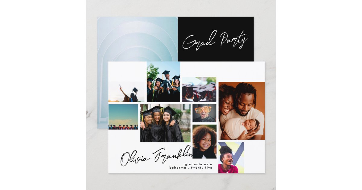 Collage Editable Multi Photo Graduation Party Invitation | Zazzle