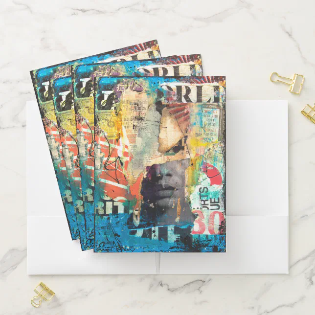 Collage Head Pocket Folder | Zazzle